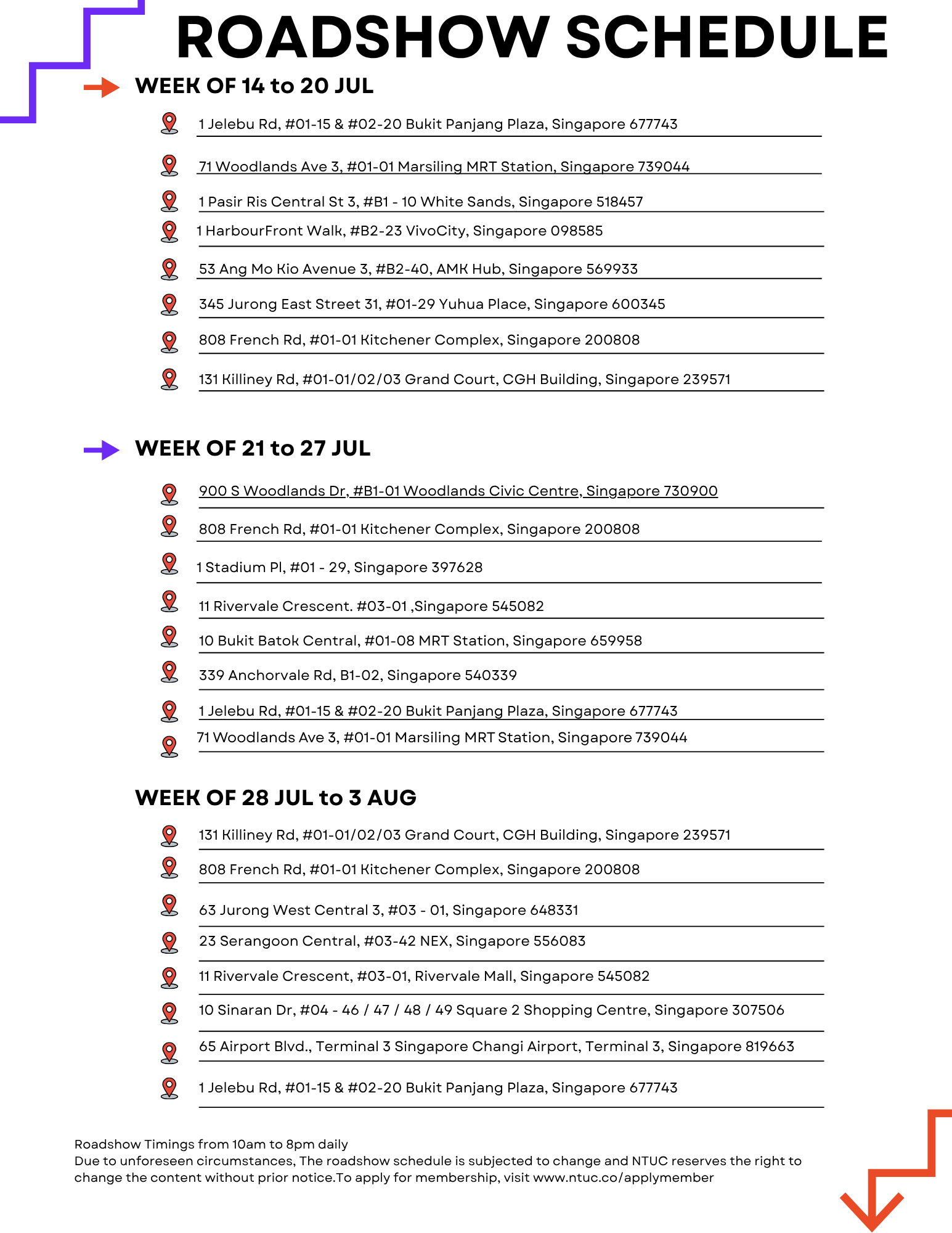 Roadshows Schedule 2025