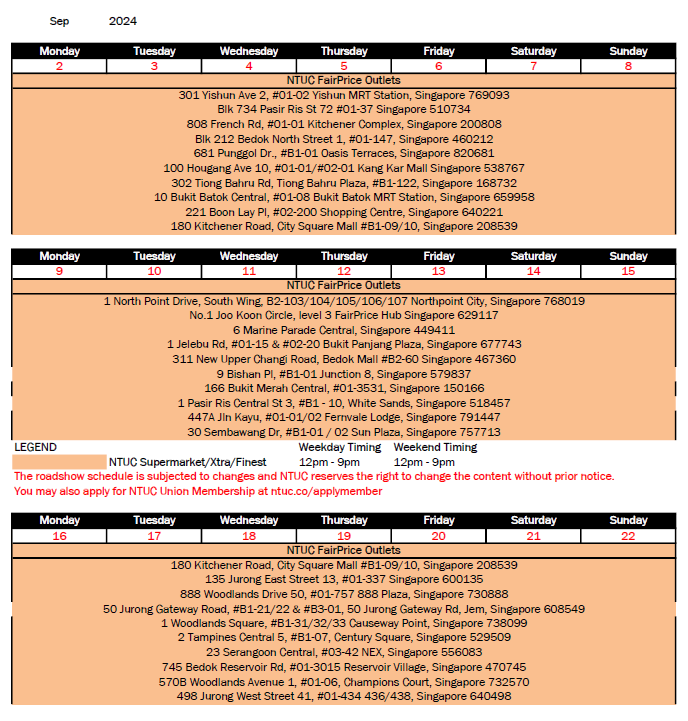 Roadshows Schedule 2024