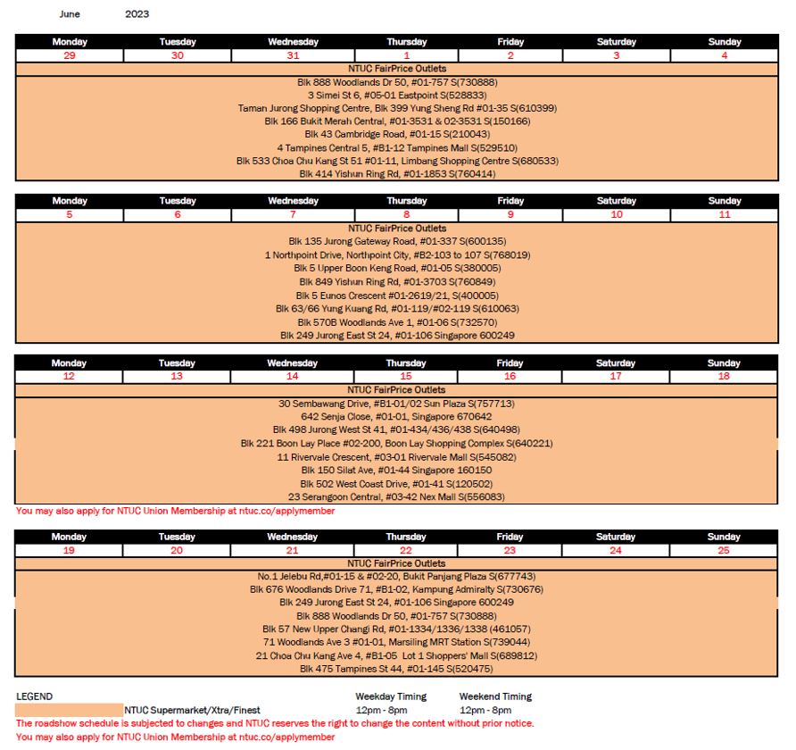 Roadshows Schedule 2023