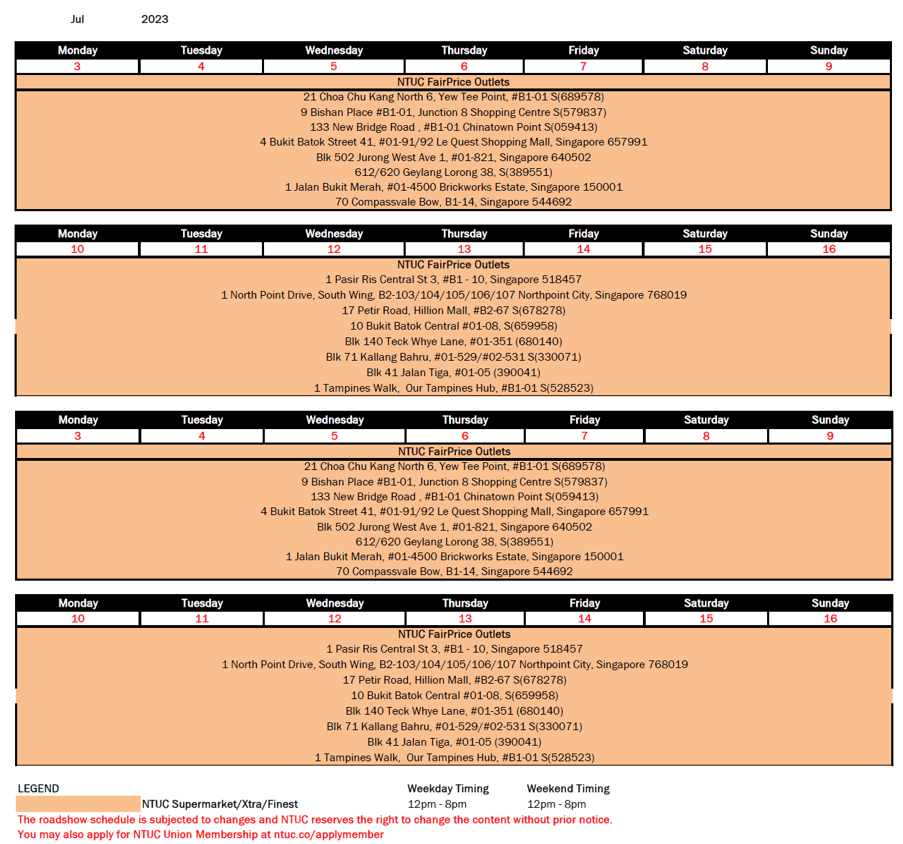 Roadshows Schedule 2023