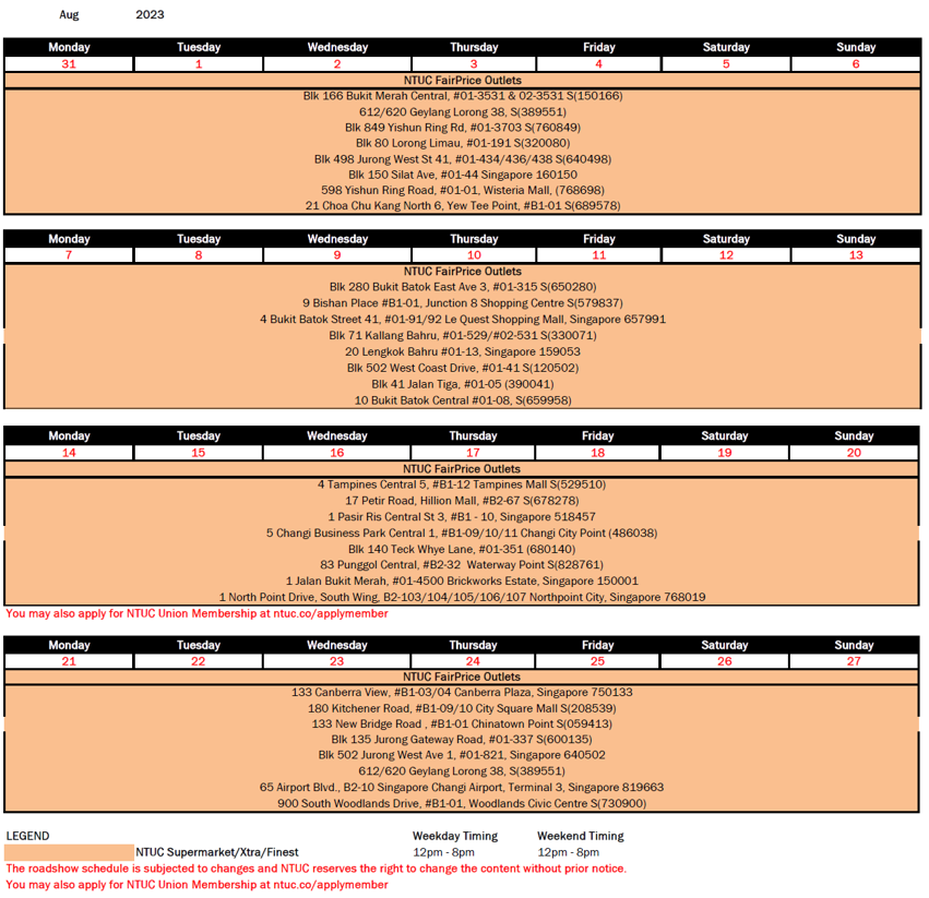 Roadshows Schedule 2023