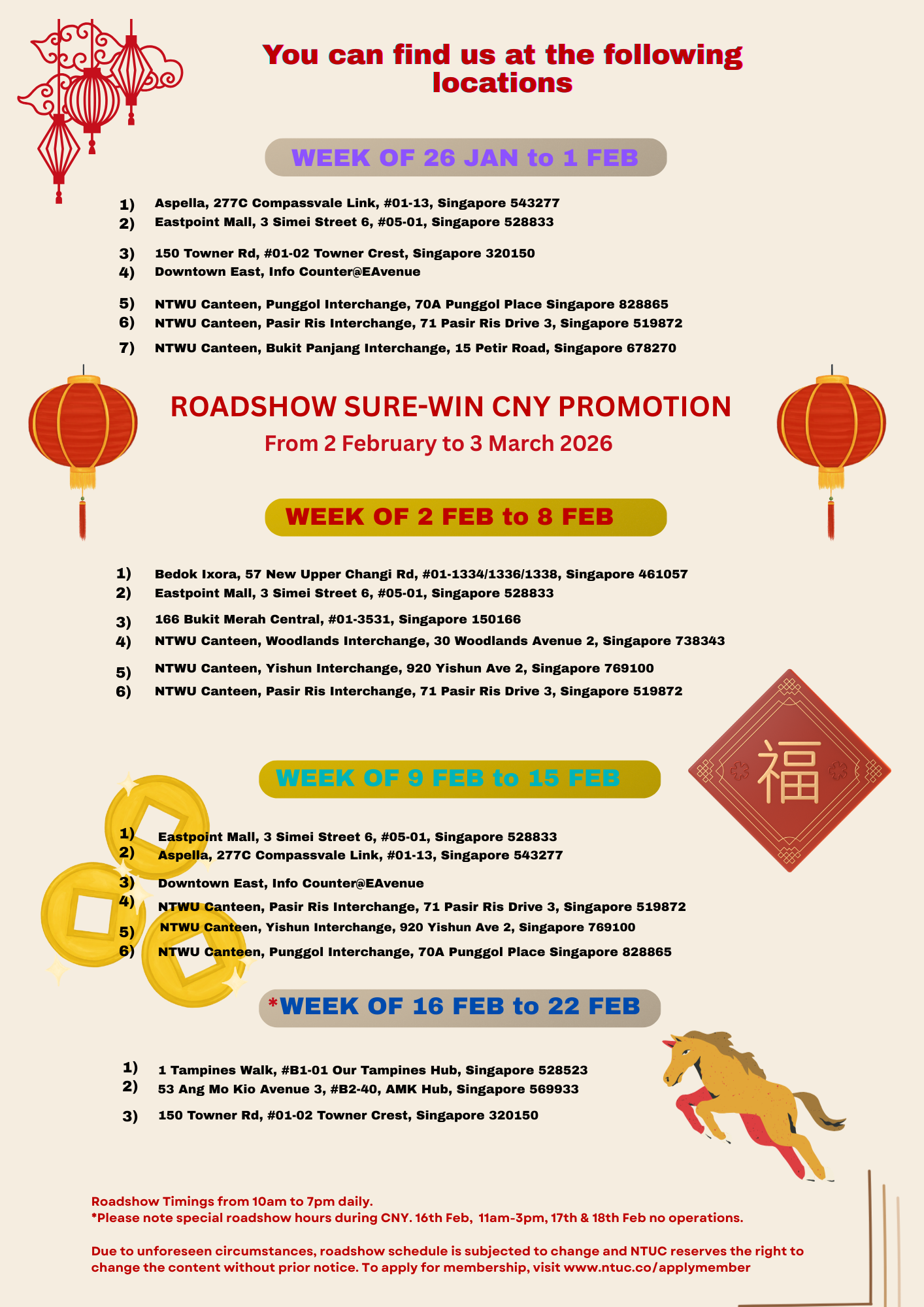 Roadshow Schedule/Location