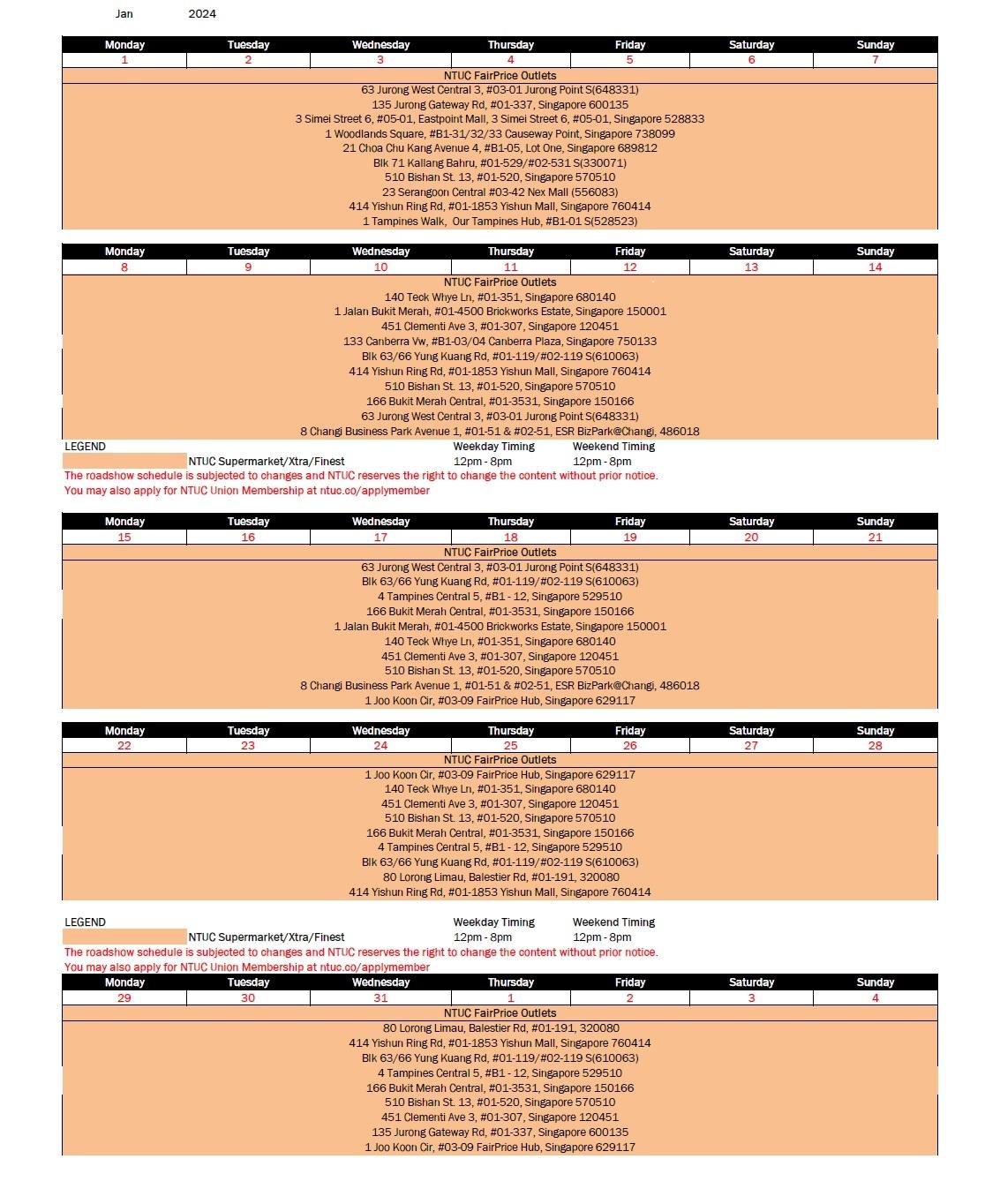 Roadshows Schedule 2024