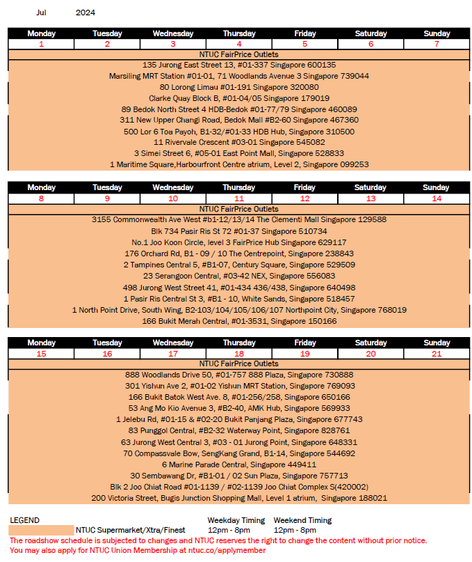 Roadshows Schedule 2024